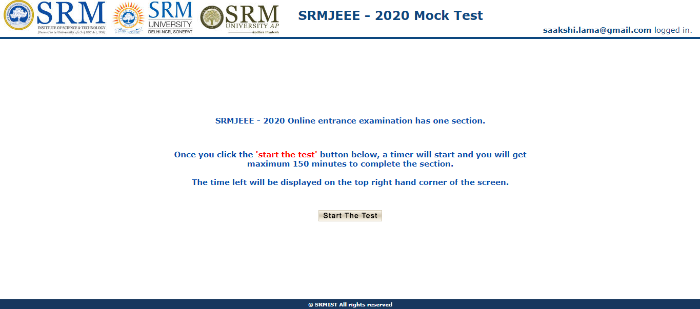 SRMJEEE Mock Test 2021 (Released) - Attempt Free Online here