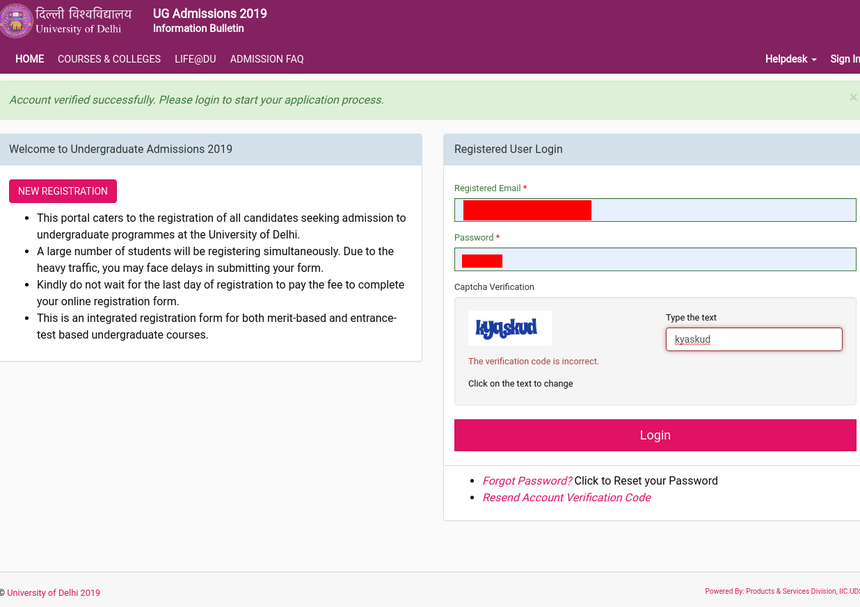 DU Application Form 2020, Correction Window - Apply Here