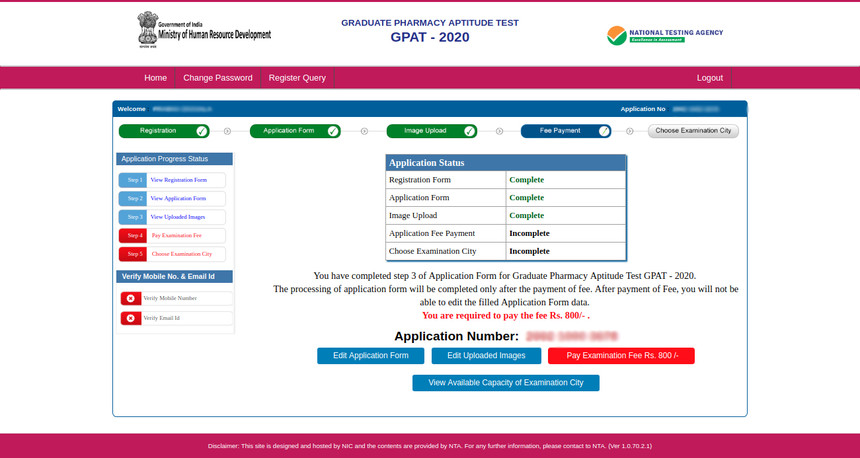 GPAT Registration 2020/Application Form: Last Date Dec 12 to select city