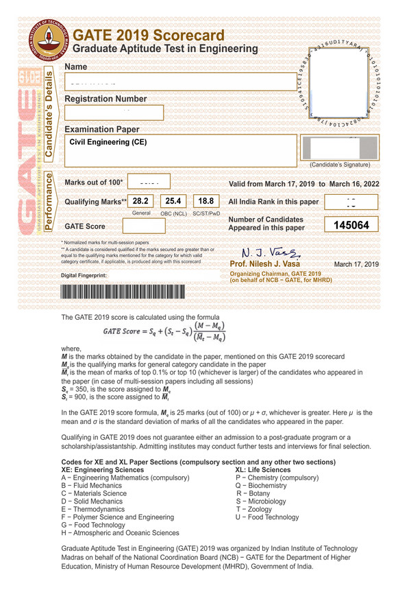 GATE Score Card 2020 (Out) - Download Scorecard @GOAPS