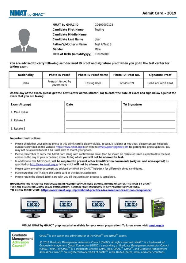 NMAT Admit Card 2019 (Available) - Download Hall Ticket here