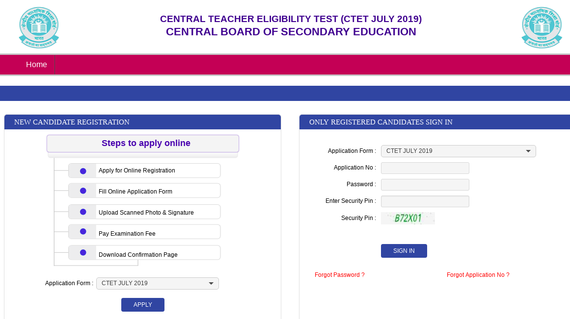 CTET Application Form 2019 - Correction Window Started, Apply Here