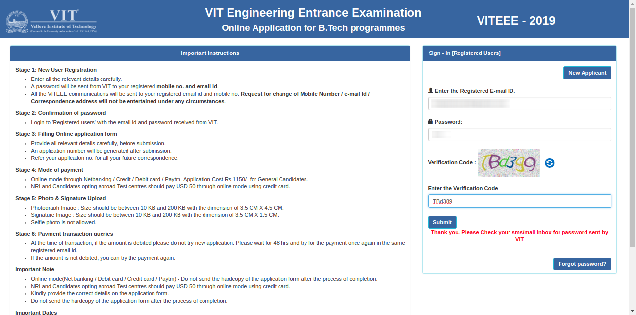 How to fill VITEEE 2019 Application Form - Complete Guide