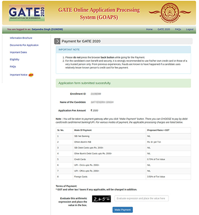 How to fill GATE 2020 Application Form - Step by step Procedure