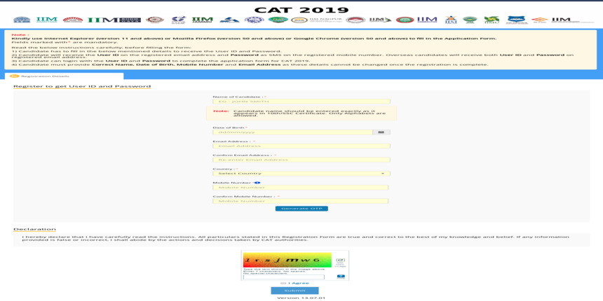How to fill CAT 2019 Application Form - Step by Step Guide