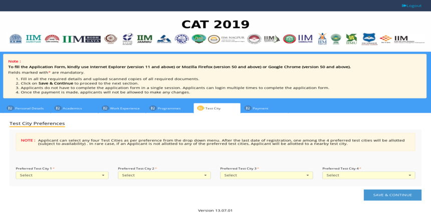 How to fill CAT 2019 Application Form - Step by Step Guide