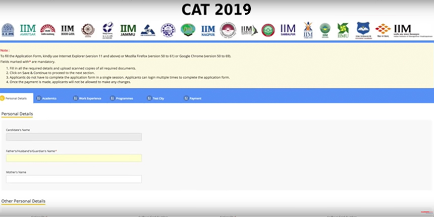 How to fill CAT 2019 Application Form - Step by Step Guide