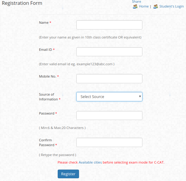 CDAC C-CAT Application Form 2019, Registration (Over) - Apply here