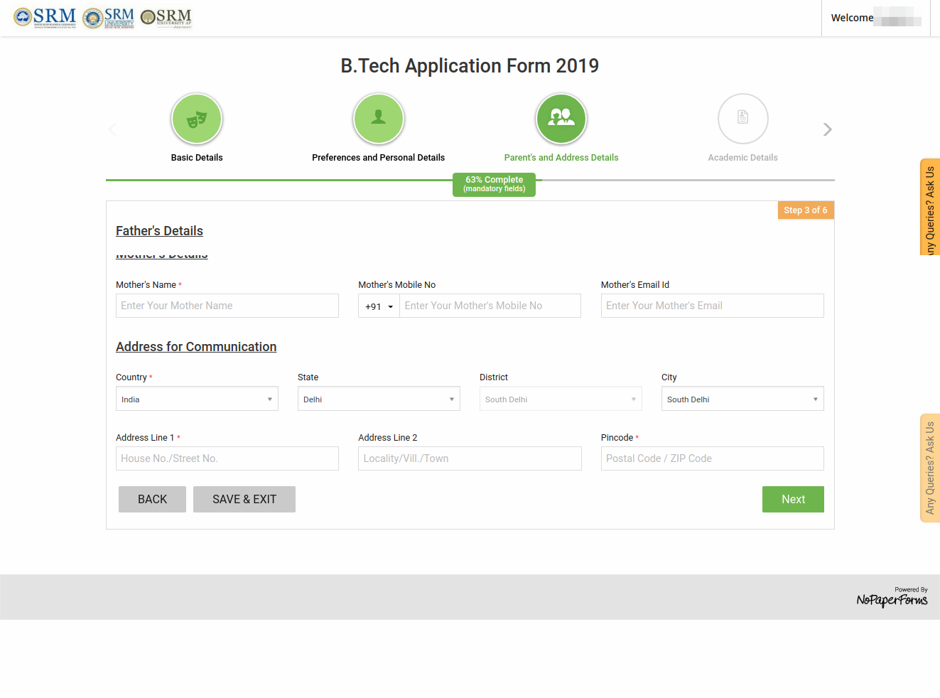 SRMJEEE Application Form 2019 (Released), Registration – Apply here