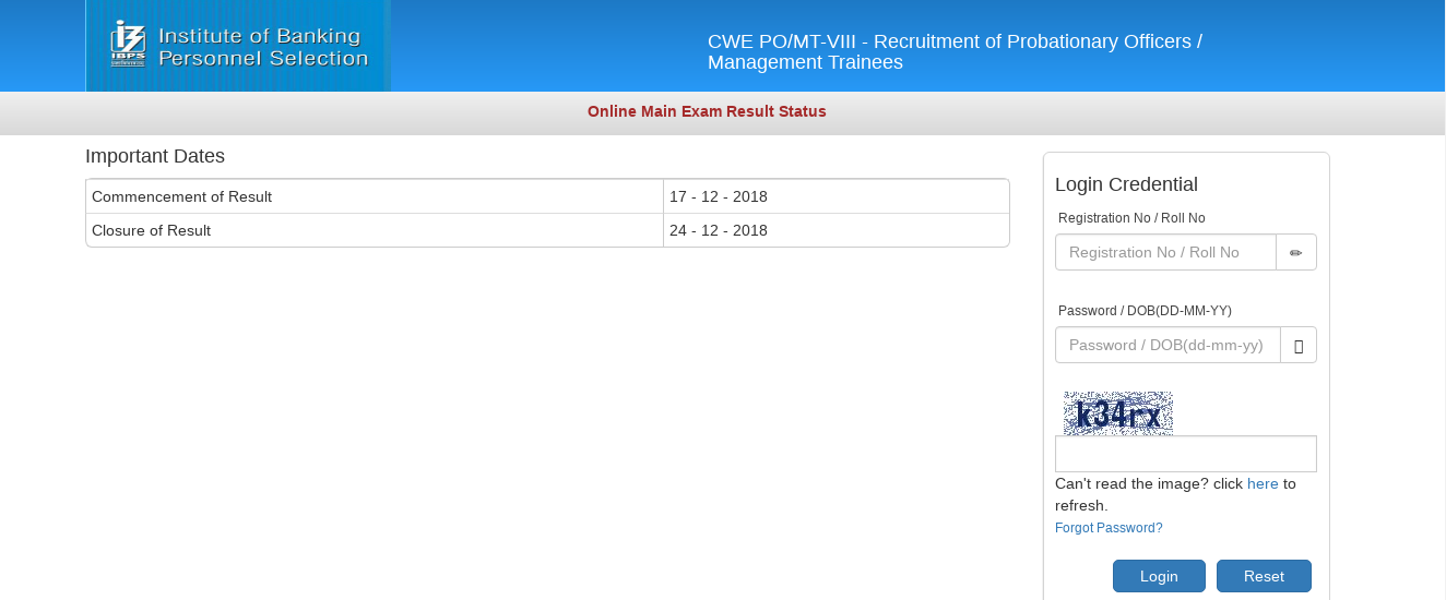 IBPS PO Mains Result 2018 (Announced)- Check IBPS PO Mains Scorecard
