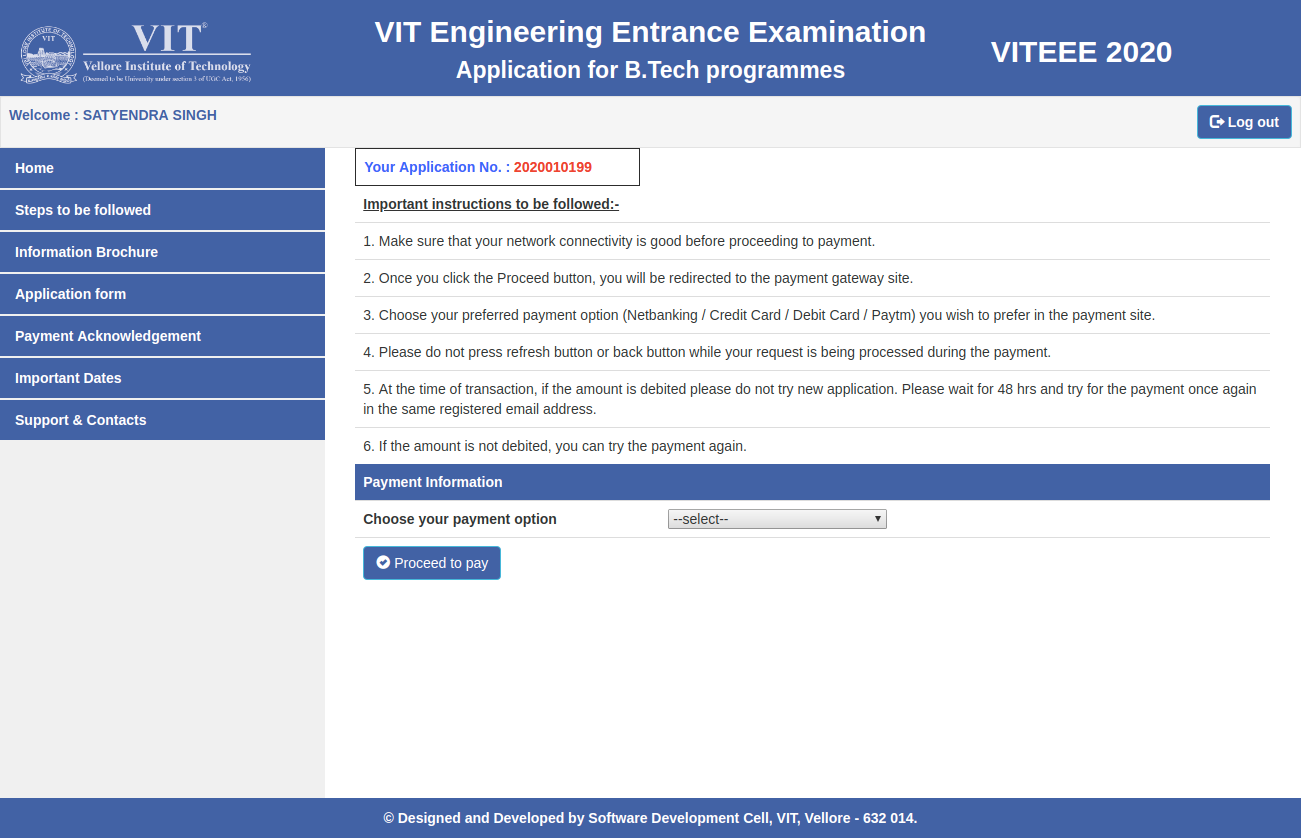 How to fill VITEEE 2020 Application Form - Step by Step Procedure