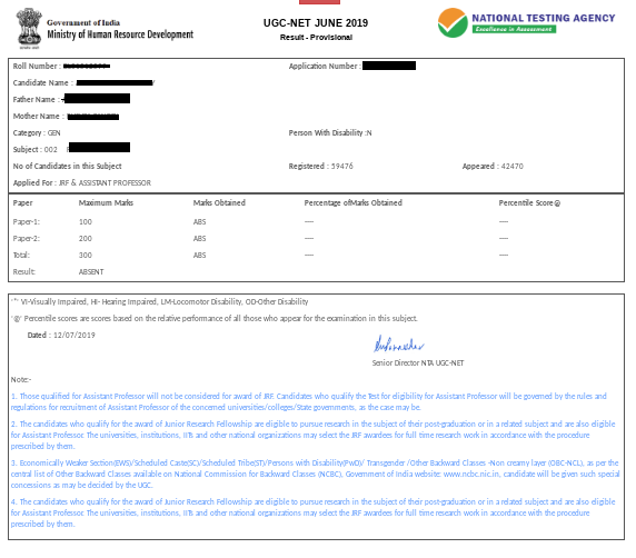 UGC NET Result 2019 - Download Score Card @ntanet.nic.in2019